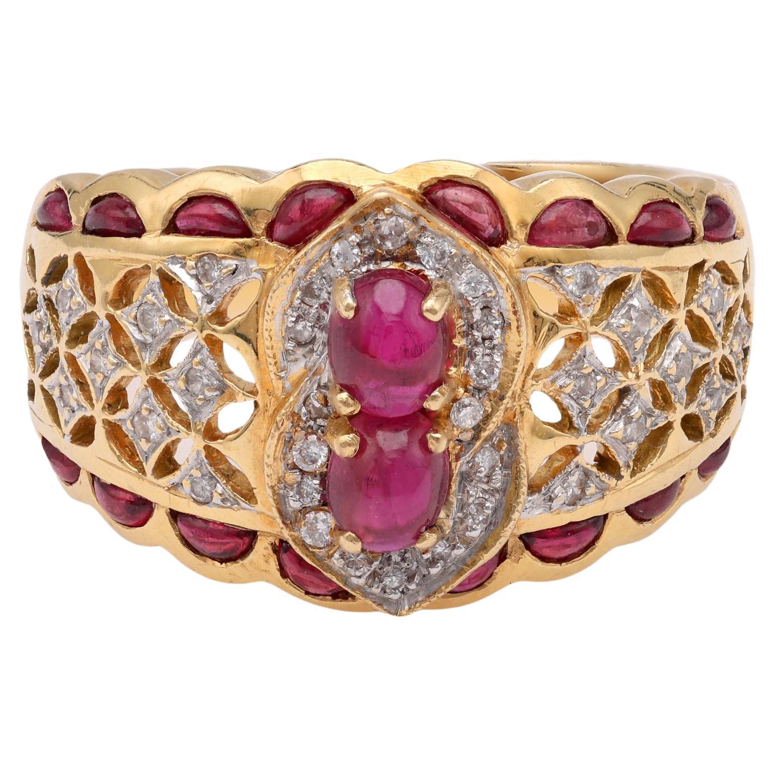 Vintage Ruby Diamond Yellow Gold Ring For Sale at 1stDibs
