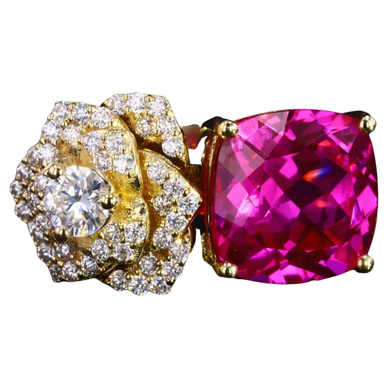 Customizable Vintage Ruby engagement Ring Solid Gold Floral Bridal ...