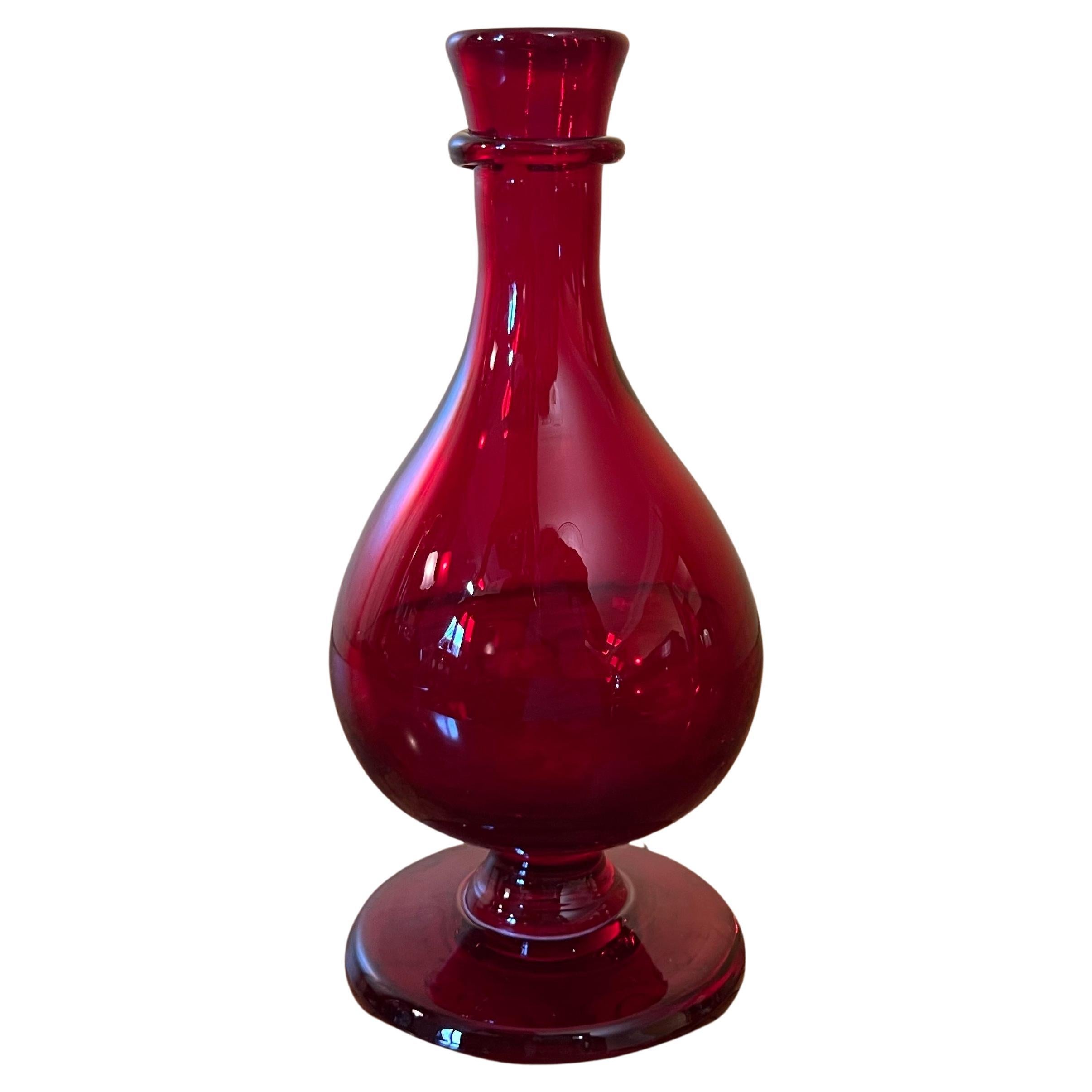Vintage Ruby Glass Vase For Sale at 1stDibs