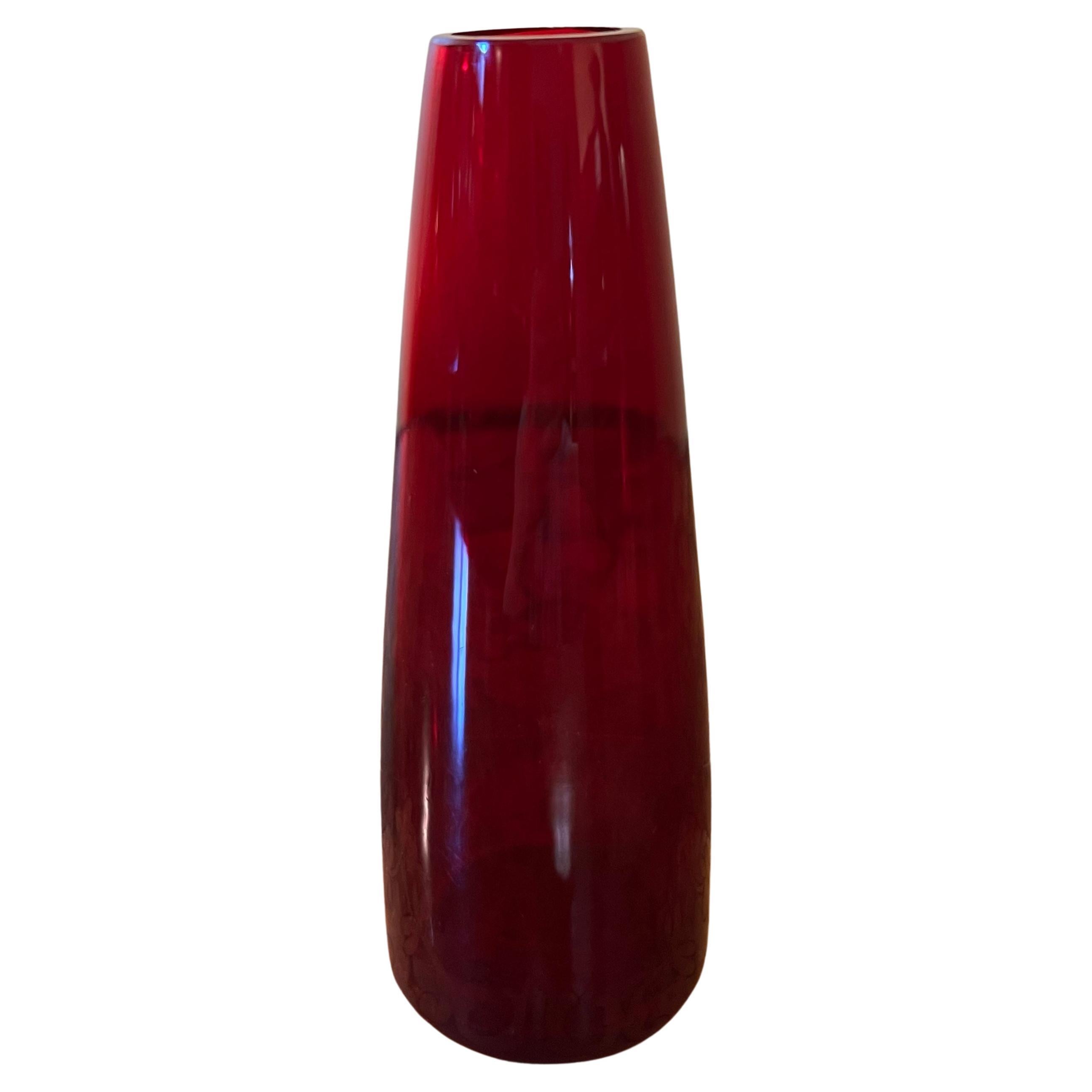 Vintage Ruby Glass Vase For Sale at 1stDibs