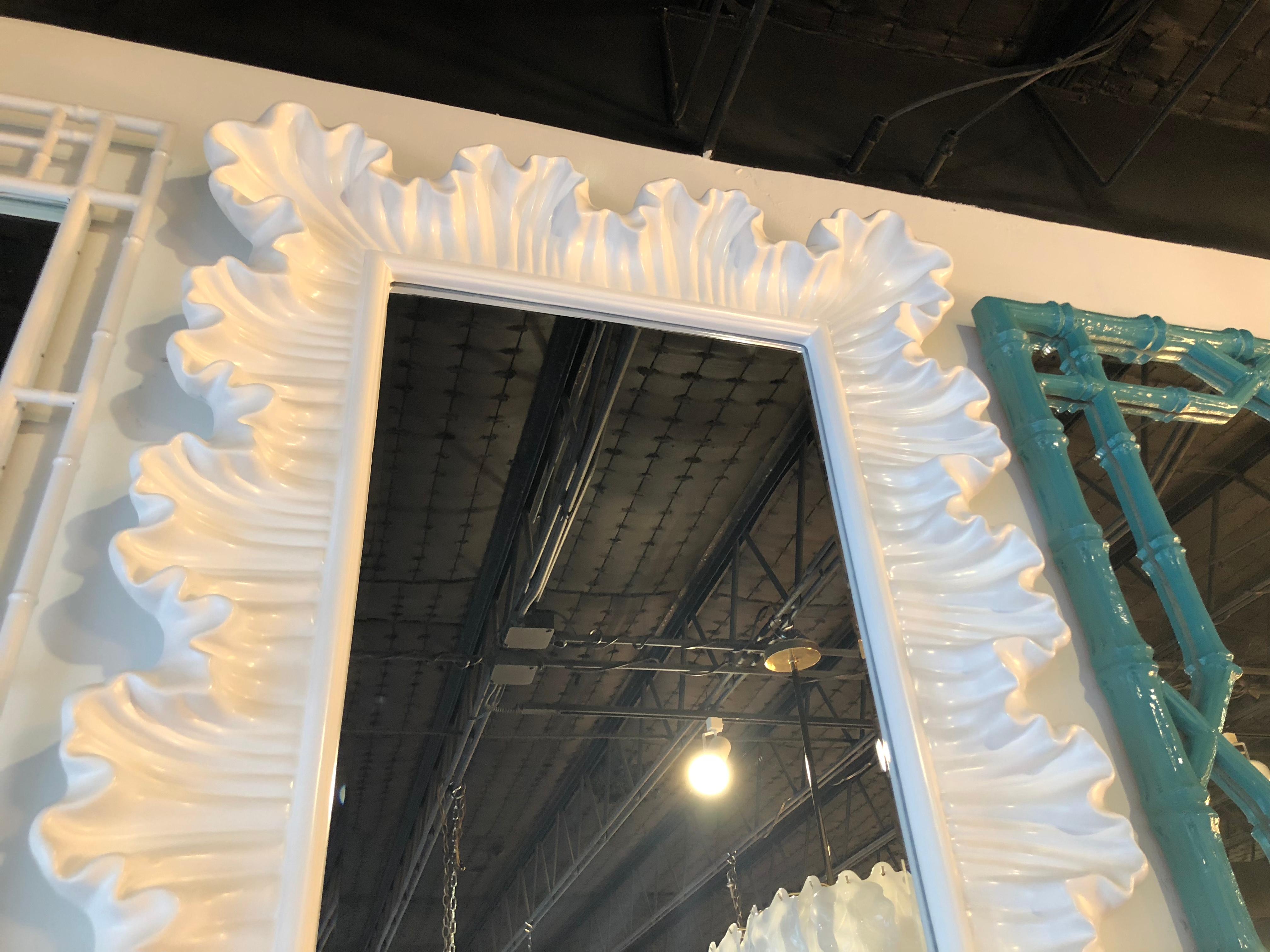 Vintage Ruffle Scalloped White Lacquered Wall Mirror at 1stDibs | white ...
