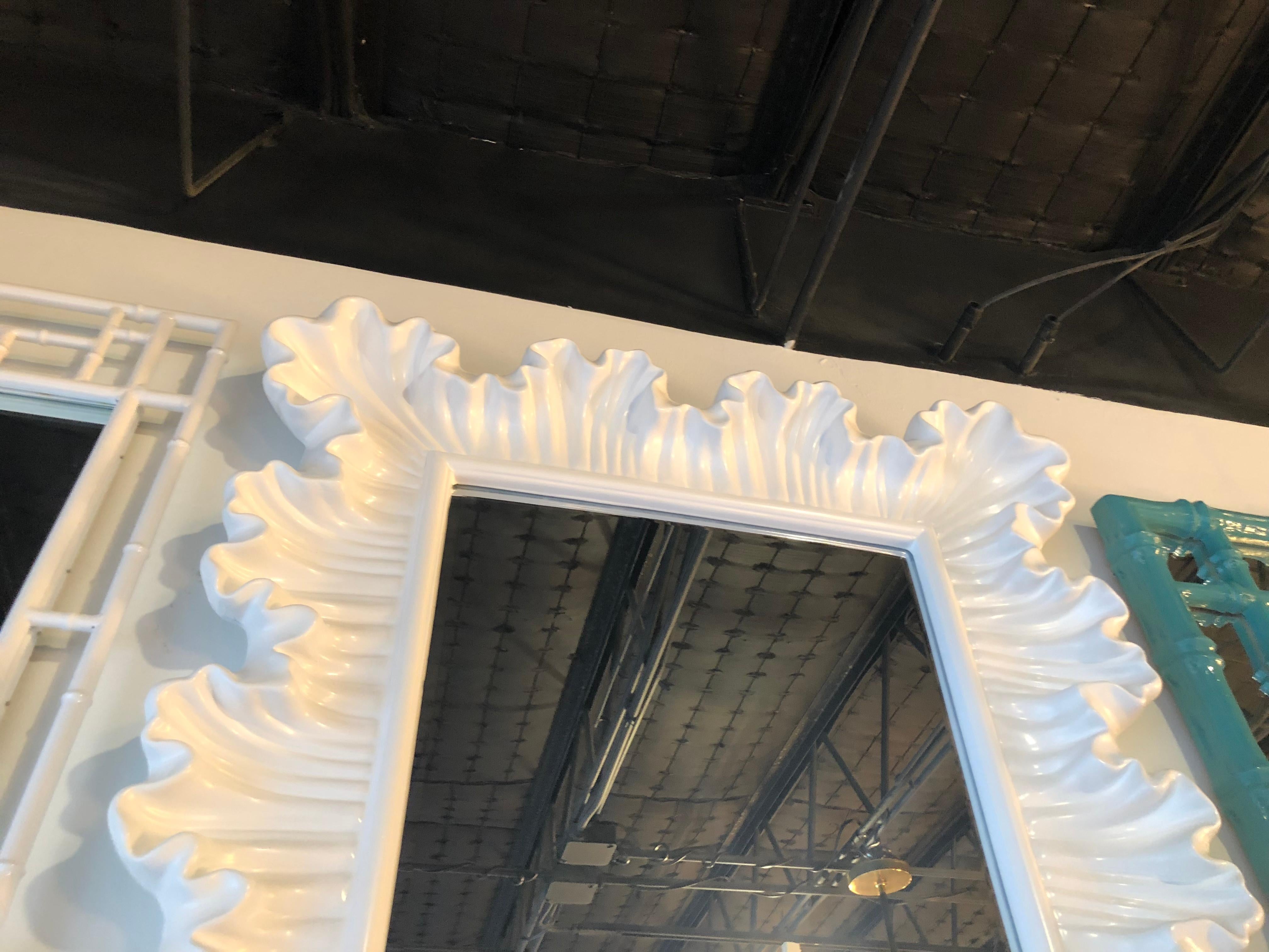 Vintage Ruffle Scalloped White Lacquered Wall Mirror at 1stDibs | white ...