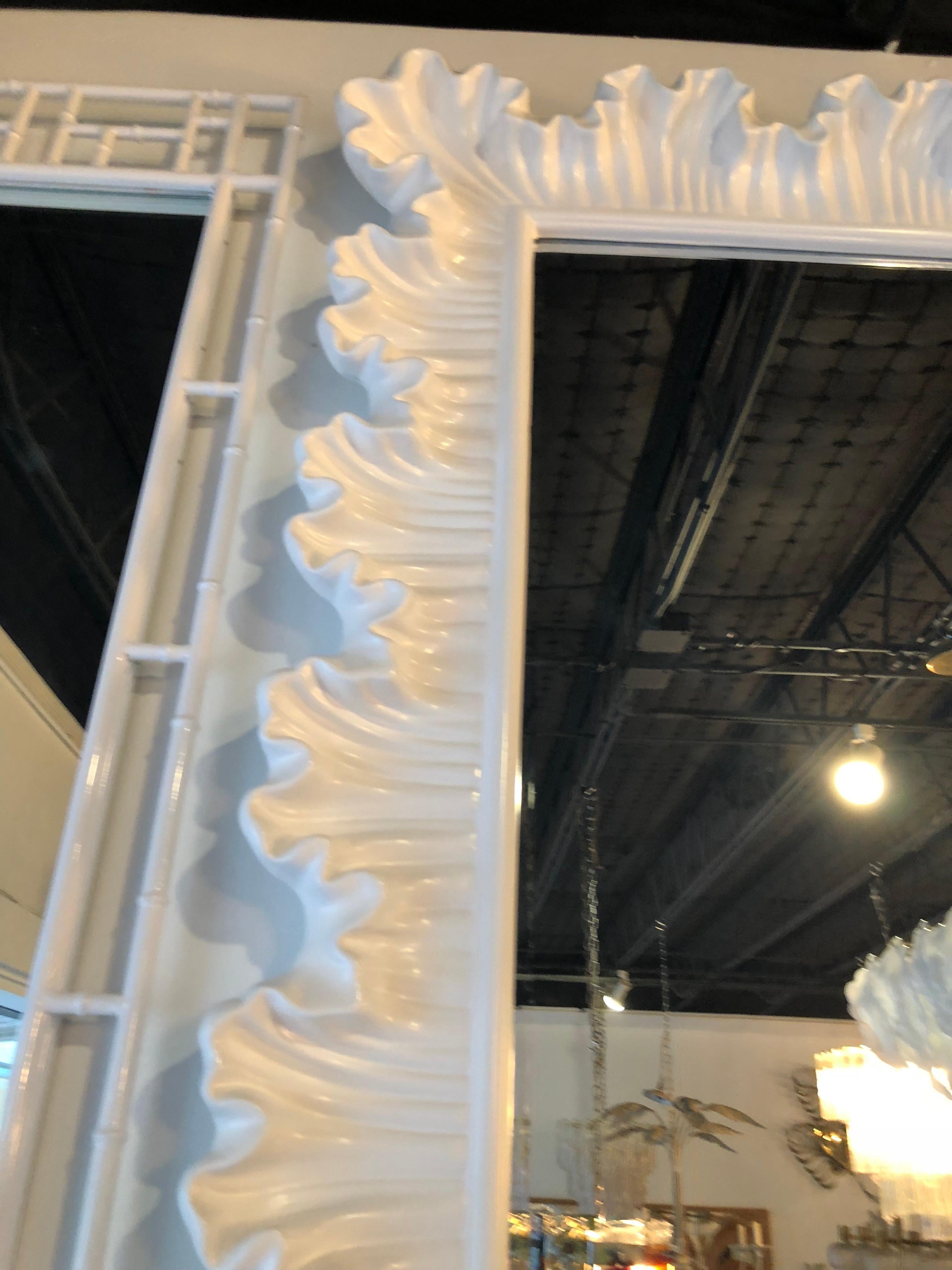 Vintage Ruffle Scalloped White Lacquered Wall Mirror at 1stDibs | white ...