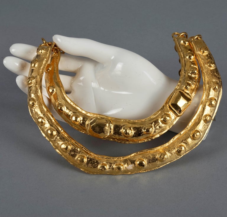 Vintage Runway CHRISTIAN LACROIX Double Layer Masai Rigid Gold Necklace ...