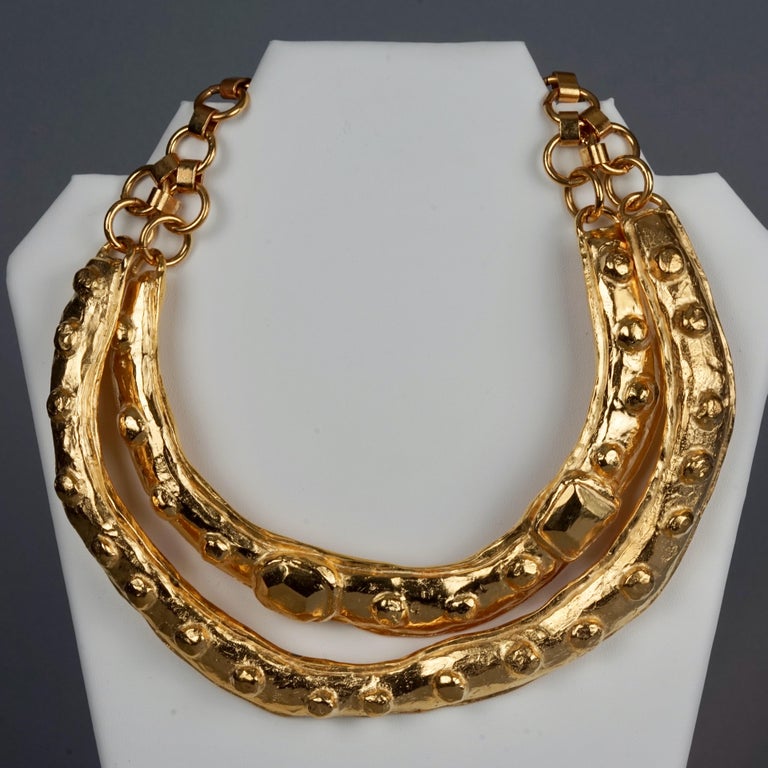 Vintage Runway CHRISTIAN LACROIX Double Layer Masai Rigid Gold Necklace ...