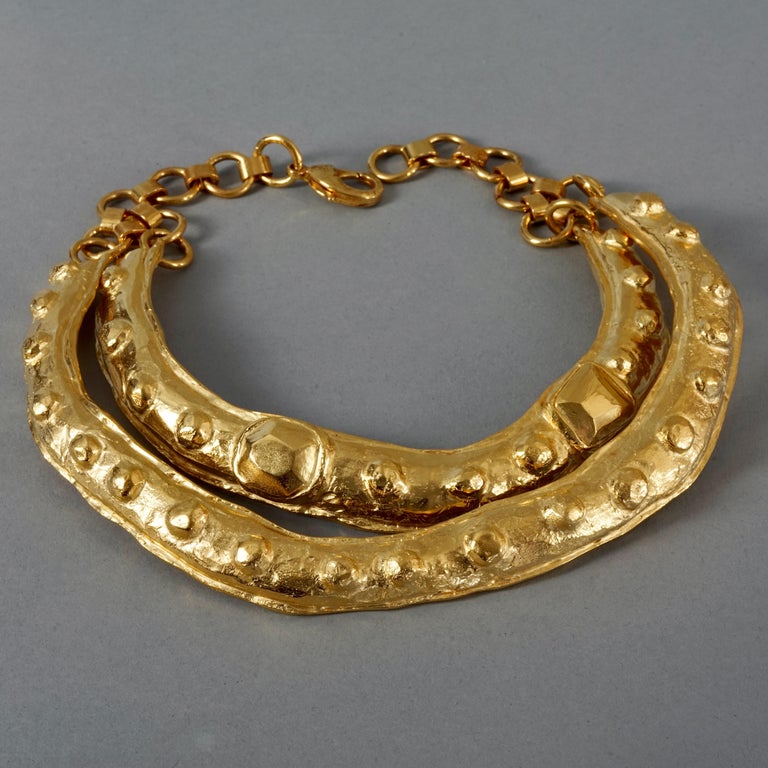 Vintage Runway CHRISTIAN LACROIX Double Layer Masai Rigid Gold Necklace ...