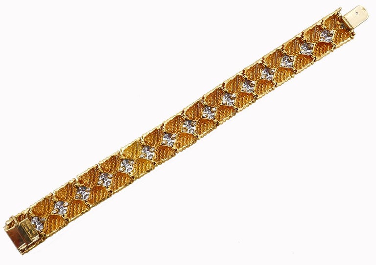 Vintage Ruser 18k Gold Diamond Bracelet For Sale at 1stDibs