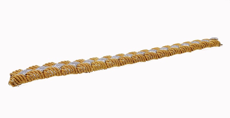 Vintage Ruser 18k Gold Diamond Bracelet For Sale at 1stDibs