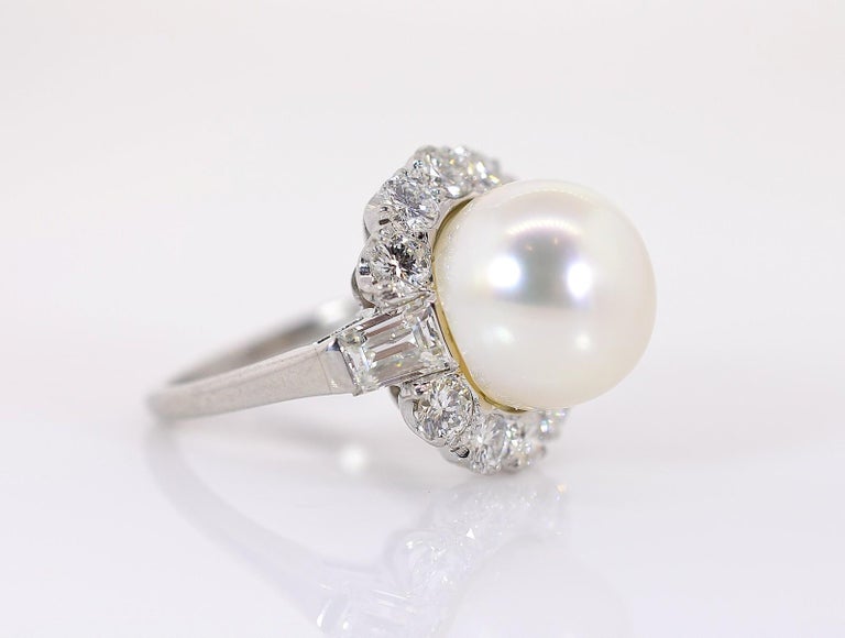 Vintage Ruser South Sea Pearl Diamond Platinum Ring at 1stDibs ...
