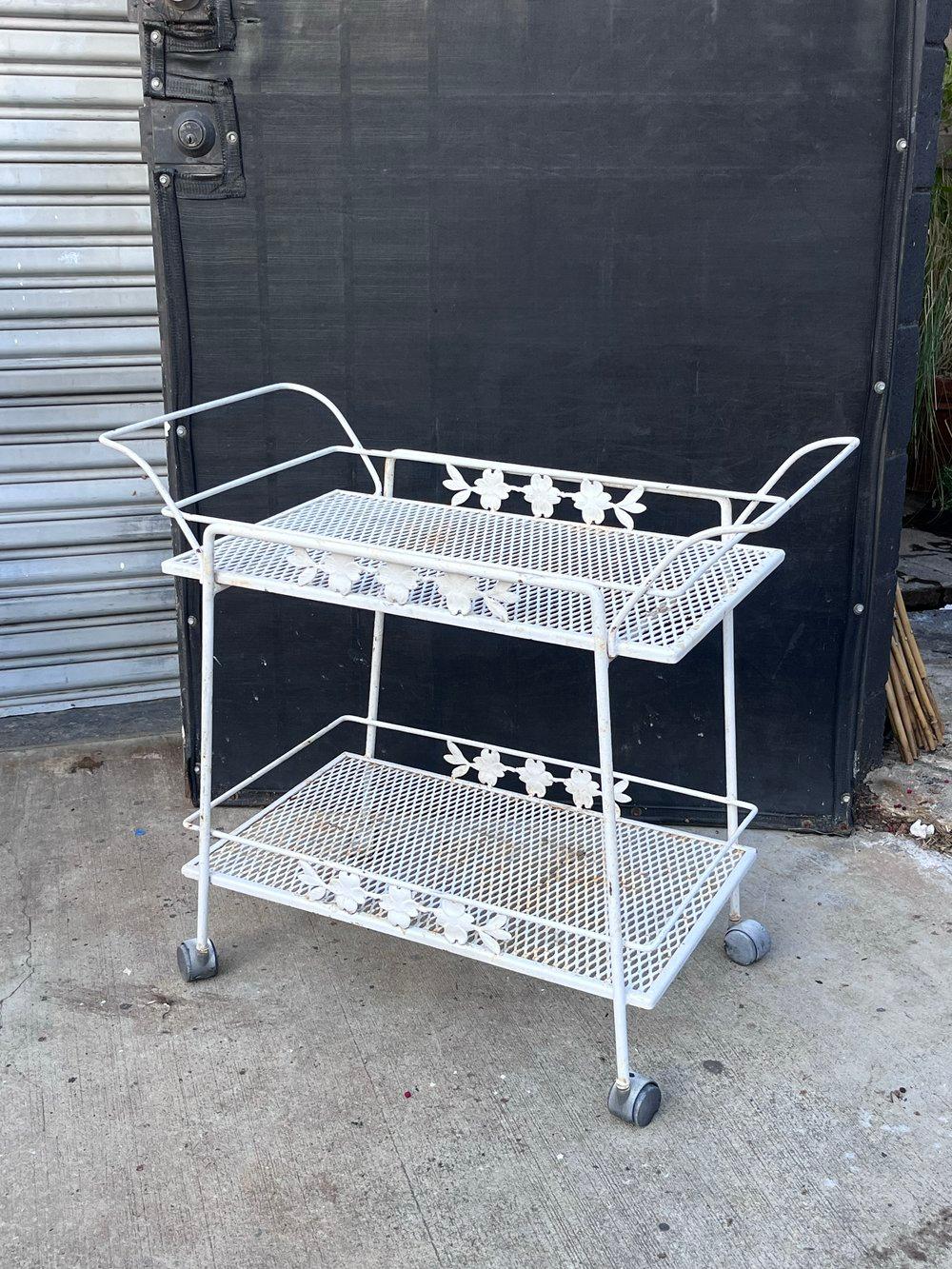 Vintage Russell Woodard Wrought Iron Bar Cart For Sale at 1stDibs