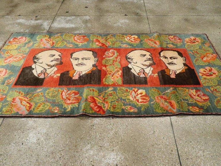 Vintage Russian Karabagh Vladimir Lenin Rug For Sale at 1stdibs