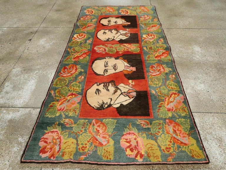 Vintage Russian Karabagh Vladimir Lenin Rug at 1stDibs | lenin carpet