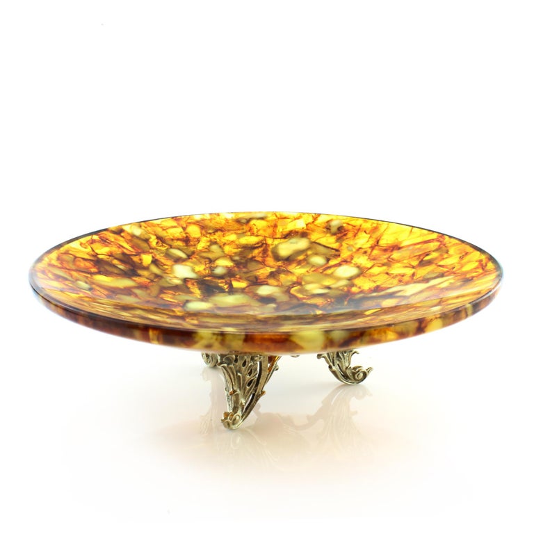 Vintage Russian Silver and Amber Tazza Dish, circa 1990s For Sale at ...