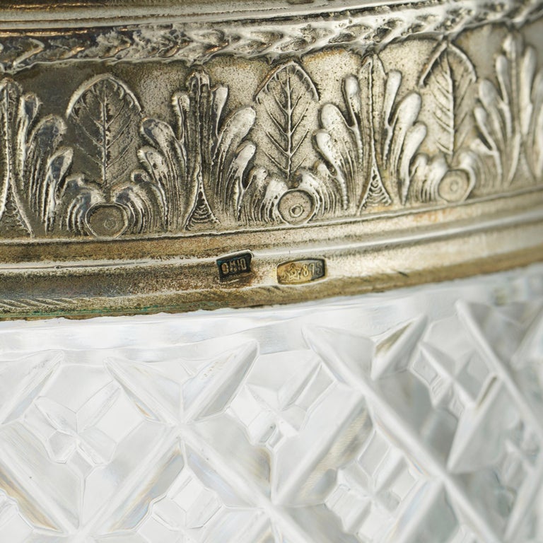 Vintage Russian Soviet 875, Silver and Glass Claret For Sale at 1stDibs