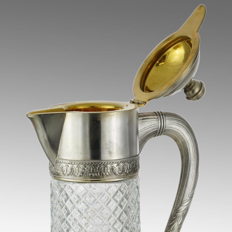 Vintage Russian Soviet 875, Silver and Glass Claret For Sale at 1stDibs