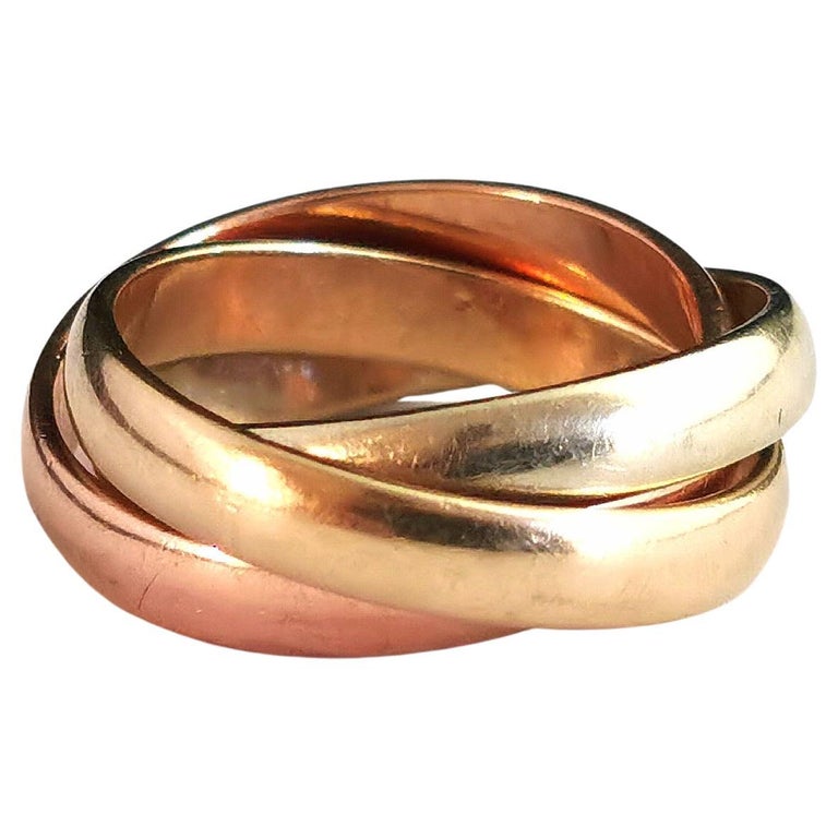 Vintage Russian Wedding Ring, Tri Color 9k Gold, Interlocking Bands im ...