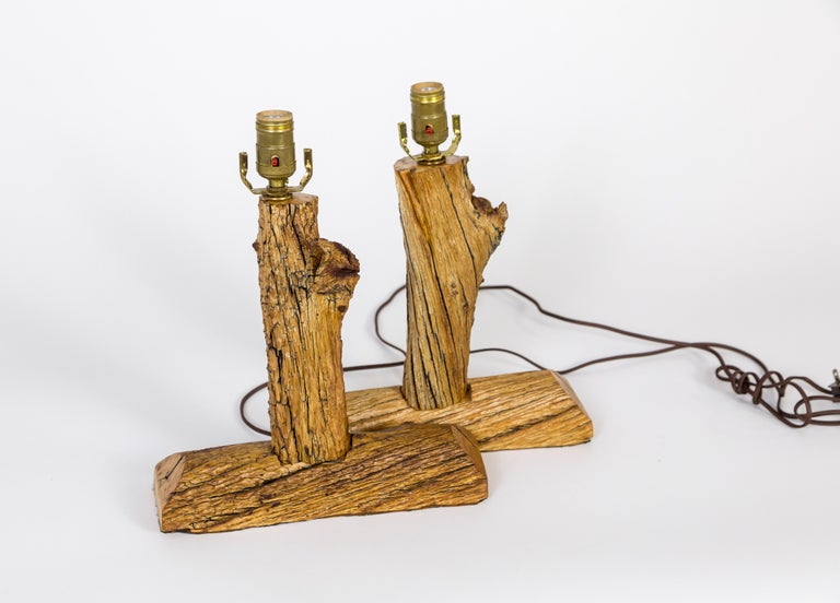 Vintage Rustic Branch Table Lamps 'Pair' For Sale at 1stDibs