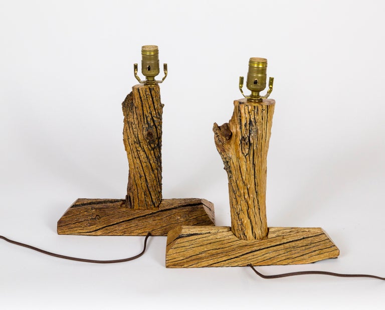 Vintage Rustic Branch Table Lamps 'Pair' For Sale at 1stDibs