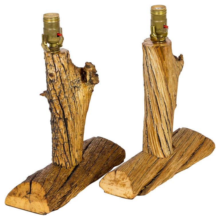 Vintage Rustic Branch Table Lamps 'Pair' For Sale at 1stDibs