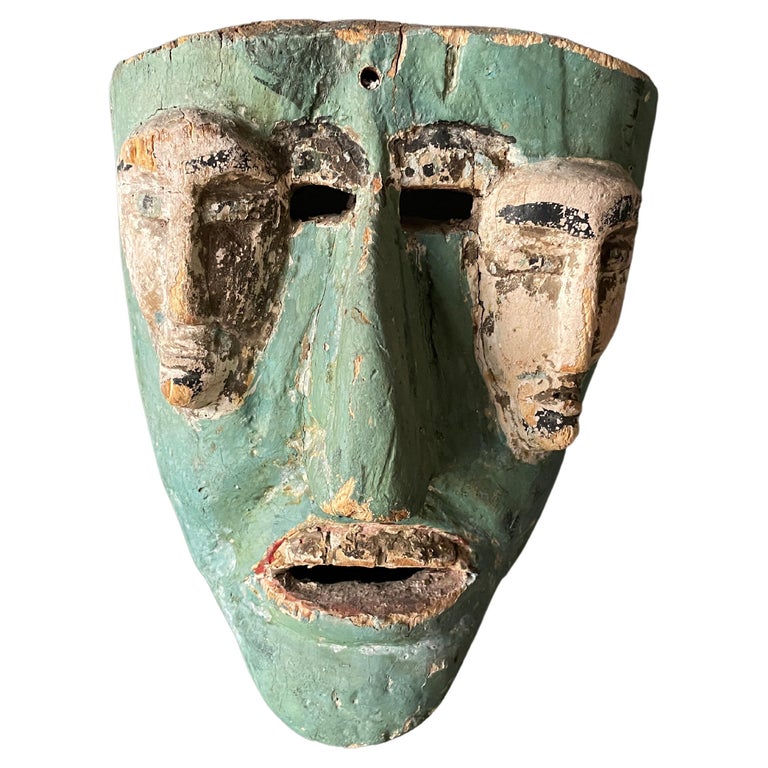 Vintage Rustic Carved Wood Tribal Mask at 1stDibs