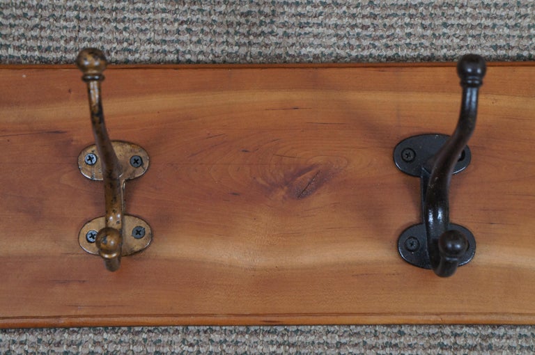 Vintage Rustic Farmhouse 5 Hook Wood Iron Hat Coat Hall Wall Hanging ...