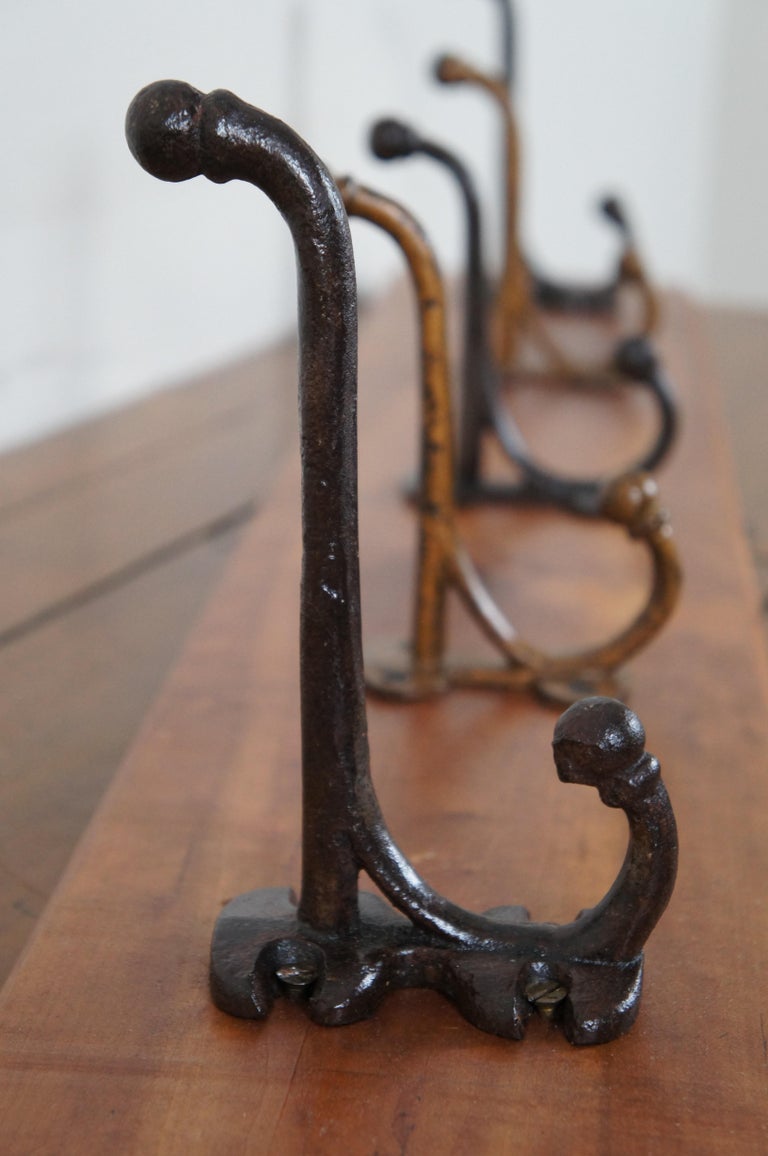 Vintage Rustic Farmhouse 5 Hook Wood Iron Hat Coat Hall Wall Hanging ...