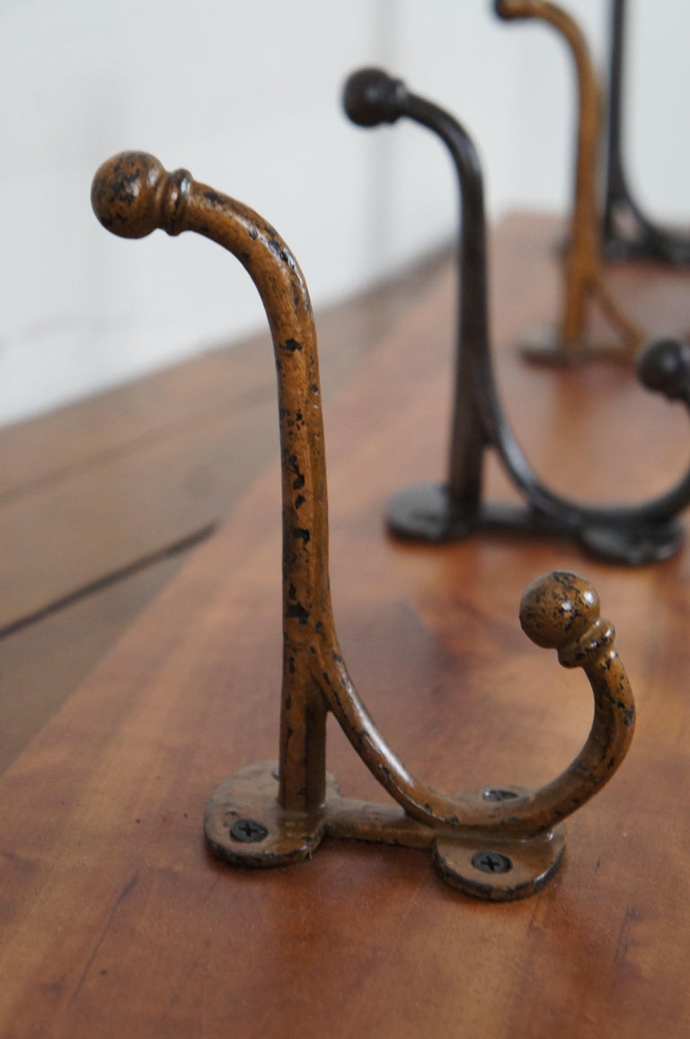 Vintage Rustic Farmhouse 5 Hook Wood Iron Hat Coat Hall Wall Hanging ...