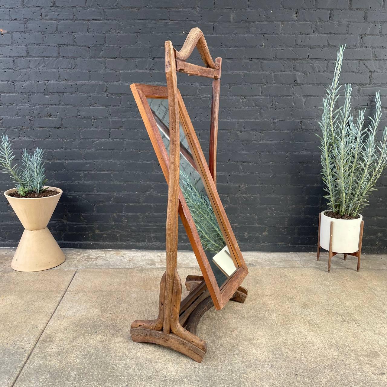 Vintage Rustic Free-Standing Wood Dressing Mirror at 1stDibs | rustic ...