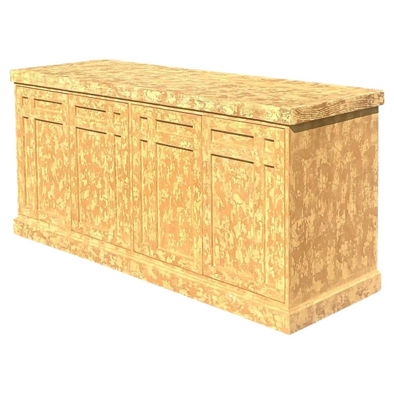 Vintage Rustic Millwork Distressed Credenza For Sale at 1stDibs