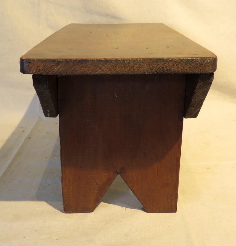 Vintage Rustic Pine Stool For Sale at 1stDibs