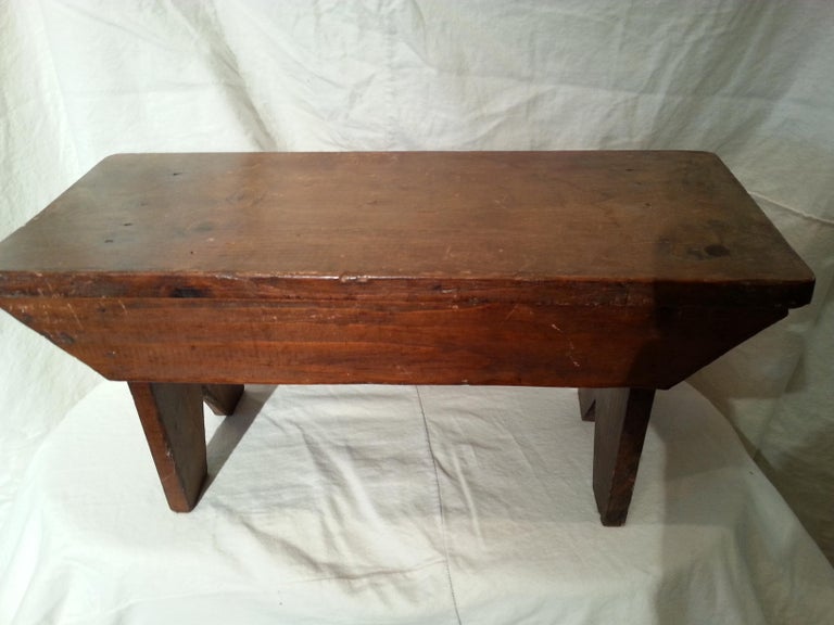 Vintage Rustic Pine Stool For Sale at 1stDibs