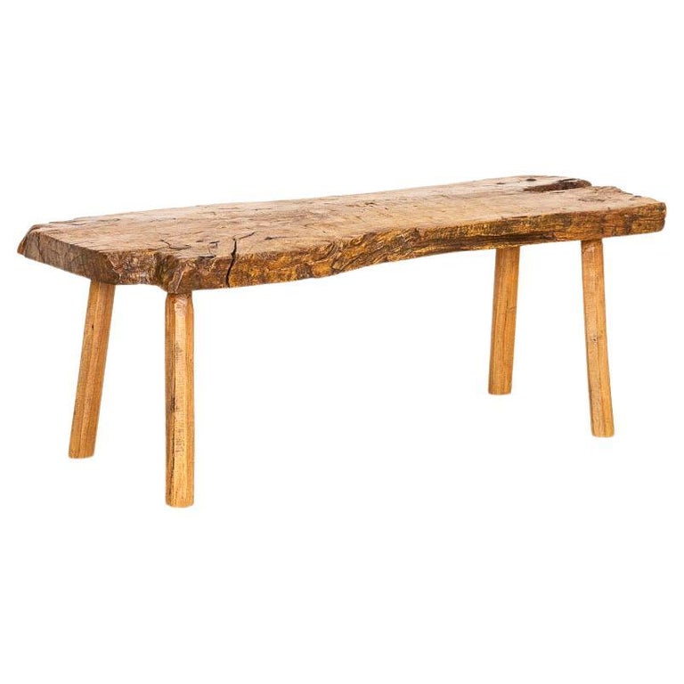 Vintage Rustic Slab Wood Live Edge Coffee Table For Sale at 1stDibs