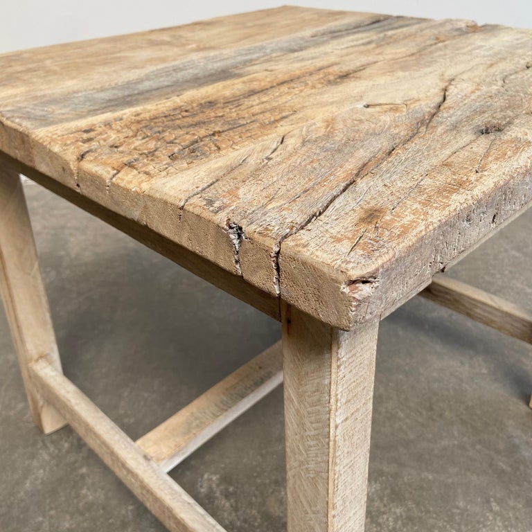 Vintage Rustic Teak Wood Side Table at 1stDibs