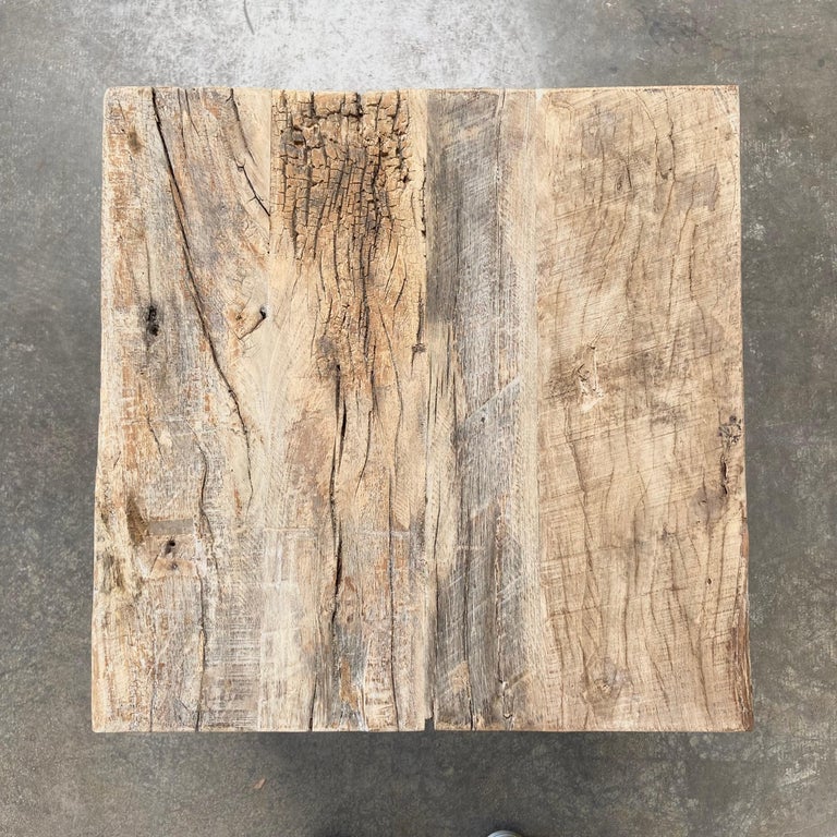 Vintage Rustic Teak Wood Side Table at 1stDibs