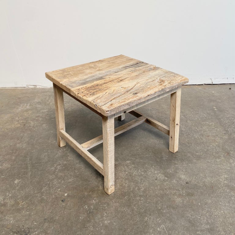 Vintage Rustic Teak Wood Side Table at 1stDibs