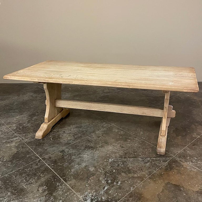 Vintage Rustic Trestle Table in Stripped Oak at 1stDibs