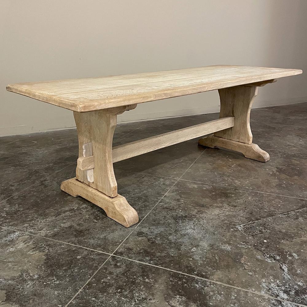 Vintage Rustic Trestle Table in Stripped Oak at 1stDibs