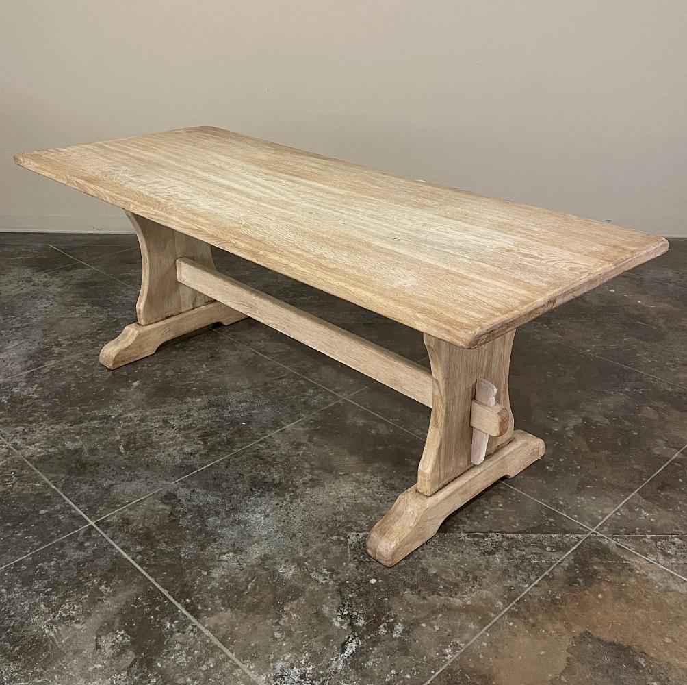 Vintage Rustic Trestle Table in Stripped Oak at 1stDibs