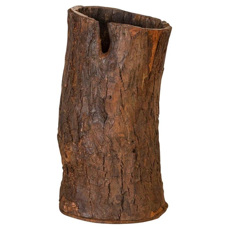 Vintage Rustic Wood Container Made From Tree Trunk at 1stDibs