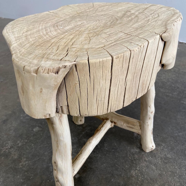 Vintage Rustic Wood Stump Side Table For Sale at 1stDibs