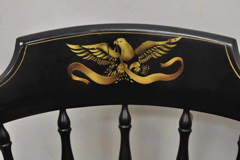 Vintage S. Bent and Bros Black Painted Eagle Colonial Style Pub Chairs ...