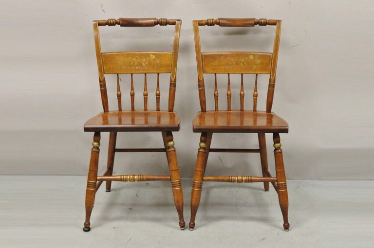Vintage S. Bent Bros Maple Wood Hitchcock Colonial Style Chairs, a Pair ...