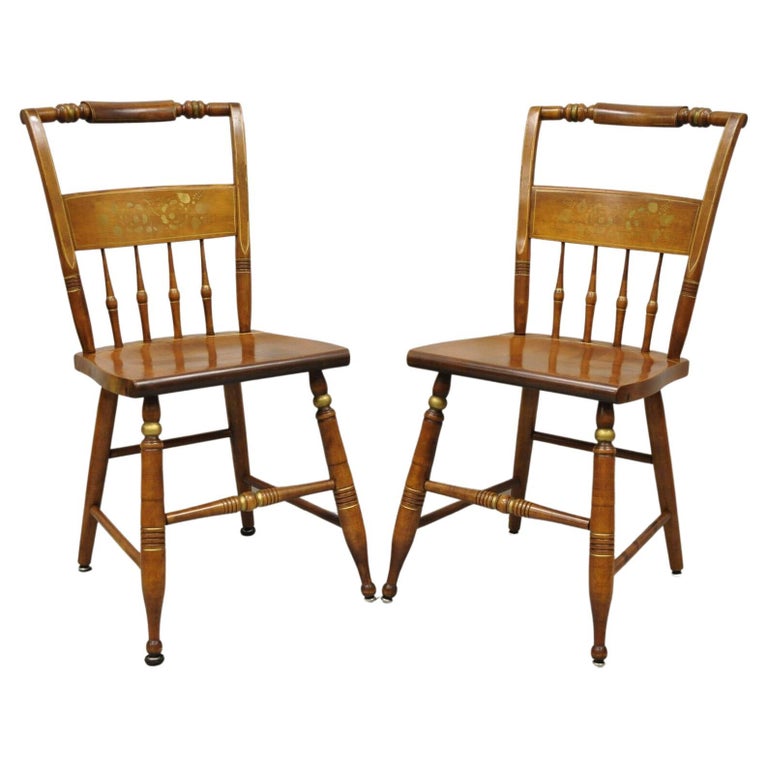 Vintage S. Bent Bros Maple Wood Hitchcock Colonial Style Chairs, a Pair ...