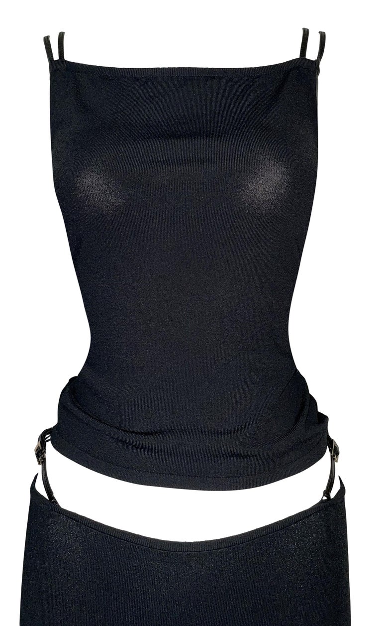 Vintage S/S 1998 Gucci by Tom Ford Runway Black Knit G Straps Top and ...