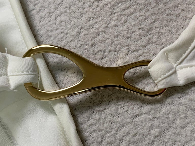 Vintage S/S 1998 Gucci Tom Ford White Cut-Out Gold Buckles Swimsuit For ...