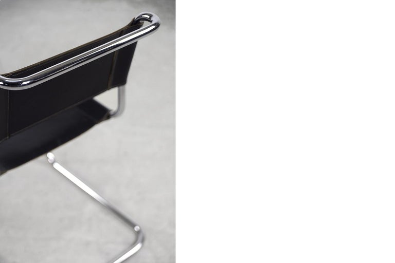 Vintage German Bauhaus Icon Black Leather and Chrome S33 Chair by Mart ...