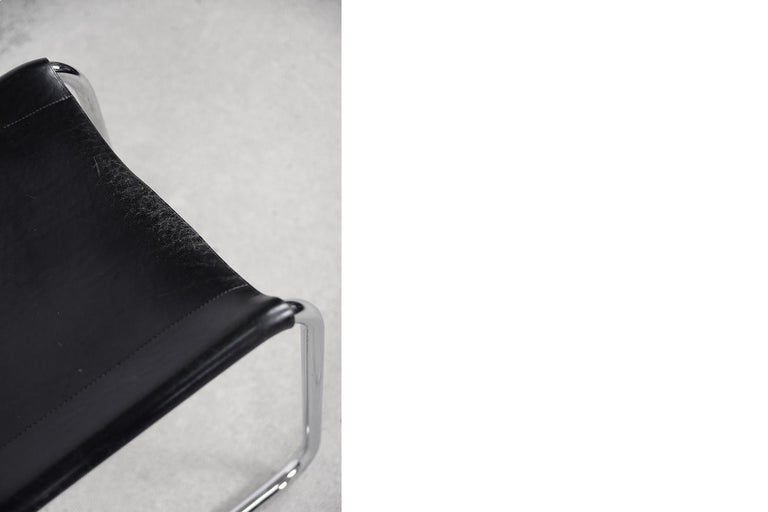 Vintage German Bauhaus Icon Black Leather and Chrome S33 Chair by Mart ...