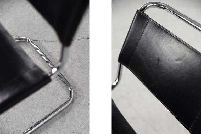 Vintage German Bauhaus Icon Black Leather and Chrome S33 Chair by Mart ...