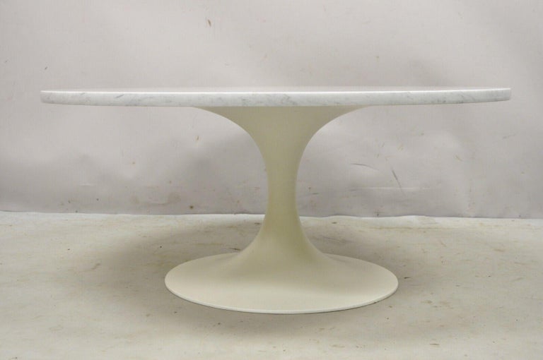 Vintage Saarinen Style White Tulip Base 36" Round White Marble Top ...