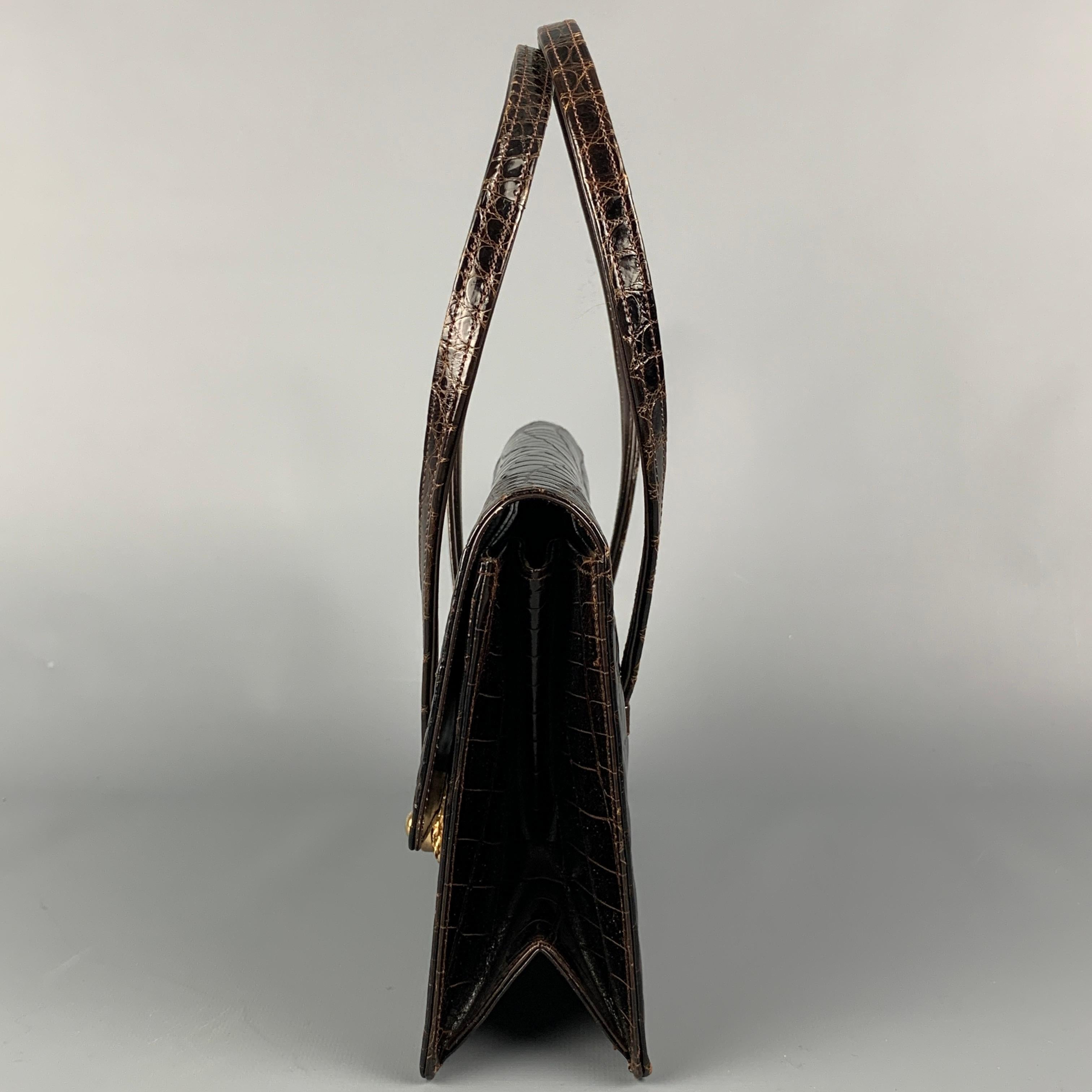 Vintage SACHA Brown Textured Alligator Leather Handbag For Sale at ...